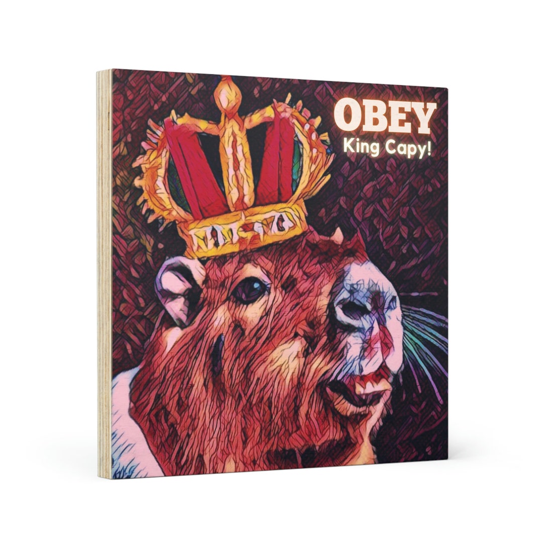 Capybara Portrait - Unique Wood Canvas Print - Obey King Capy ...