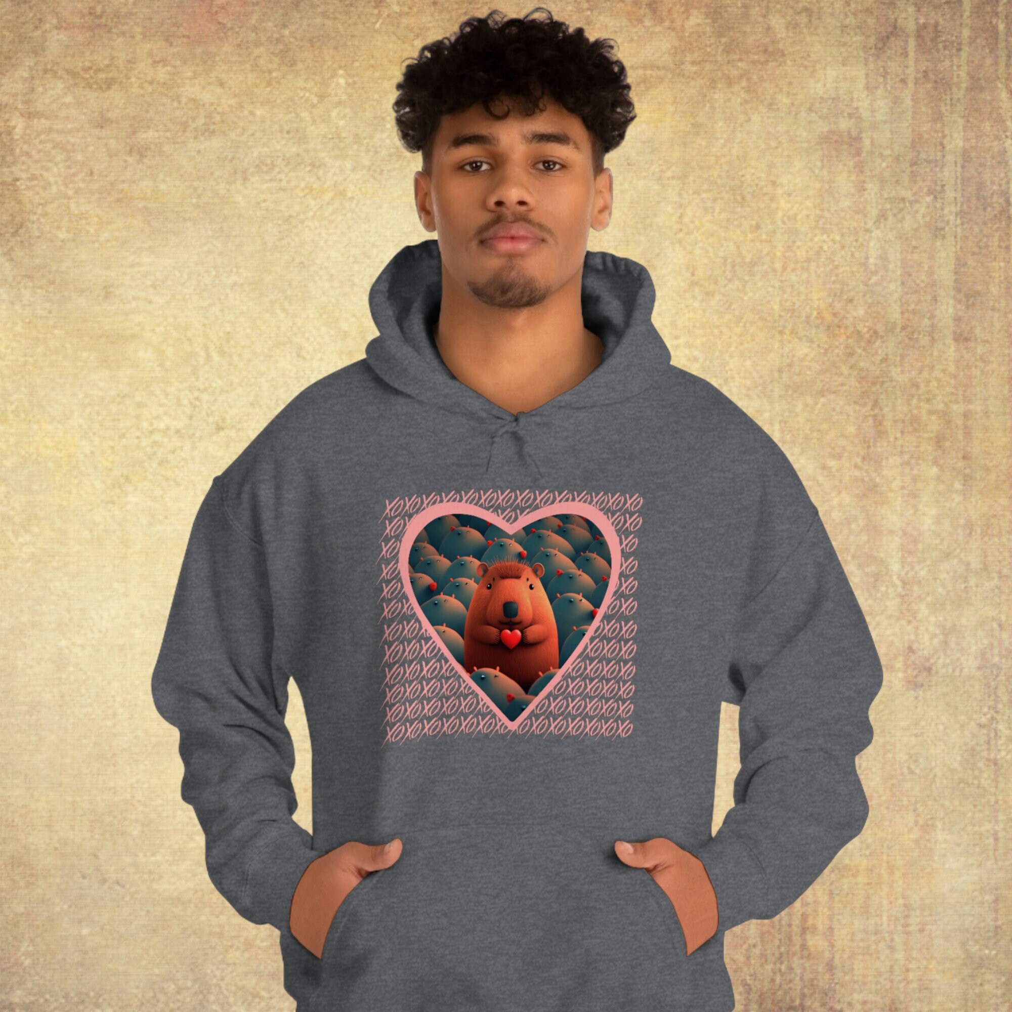 Capybara Heart Hoodie, Valentines Day Hoodie, Valentines Heart Hoodie, Gift for Valentines Day ...