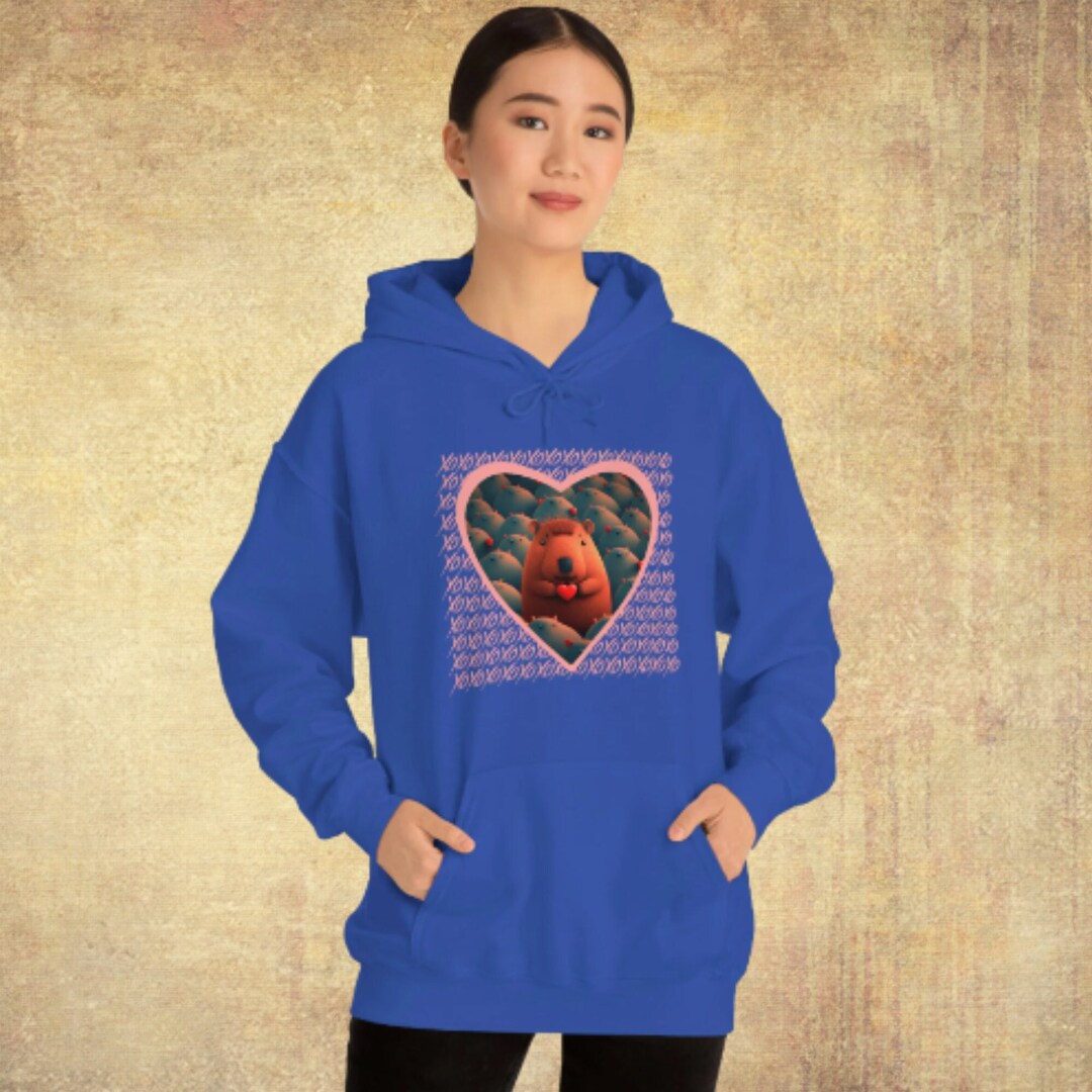 Capybara Heart Hoodie, Valentines Day Hoodie, Valentines Heart Hoodie, Gift for Valentines Day ...