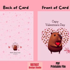 Capybara Valentine's Day Card - Instant DOWNLOABLE Pdf - Digital CARD ...