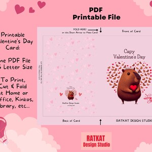 Capybara Valentine's Day Card - Instant DOWNLOABLE Pdf - Digital CARD ...