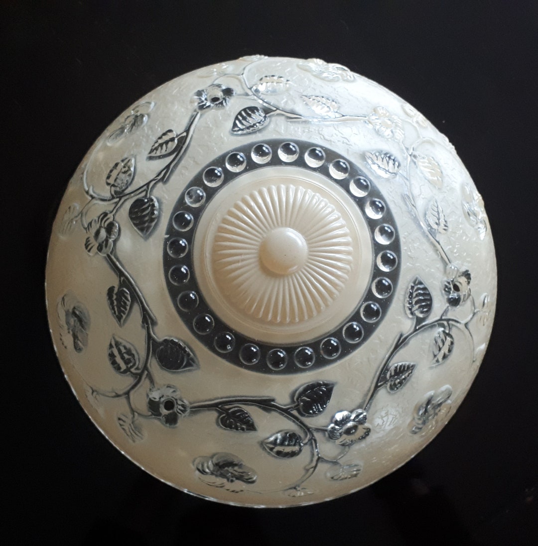 Champagne Art Deco Glass Light Shade or Cover With Floral Motif - Etsy ...