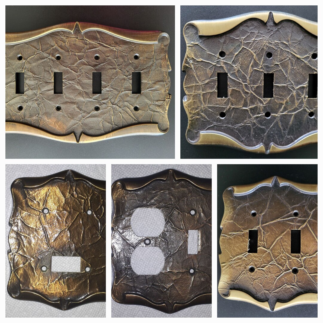 Brass Amerock Carriage House Quadruple 4 Switch Plate and Mixed Switch ...