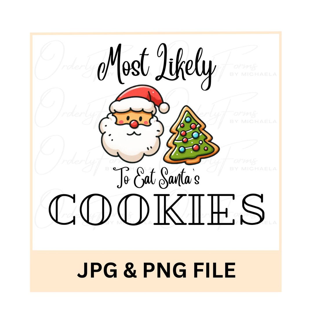 Santa Eating Cookies, Santa Claus Art, Holiday Decor, Christmas Art PNG ...