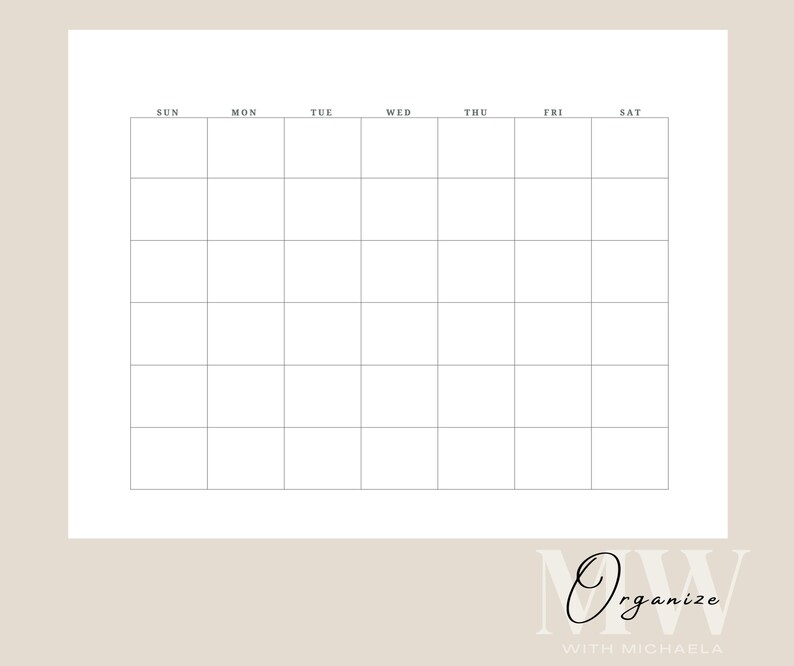 Blank Calendar Sheets digital Download - Etsy Hong Kong