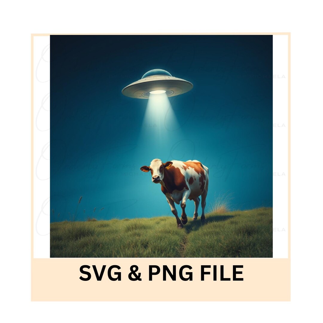 Cow Running From UFO, Silly Cow PNG, Funny Animal SVG, Alien Vs Animals ...