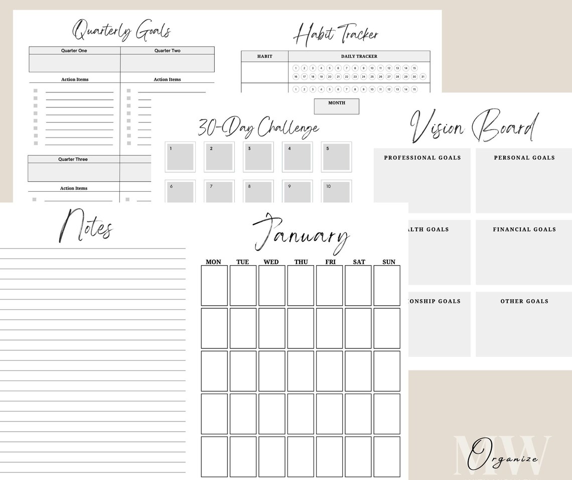 GOALS BINDER 24 Pages digital Download - Etsy