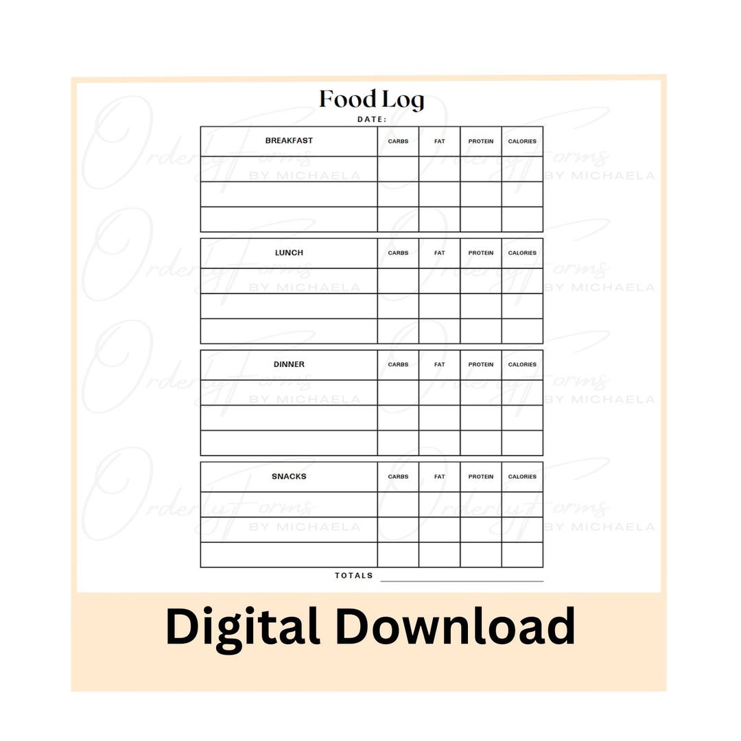 Food Log, Meal Planner, Nutrition Tracker, Diet Journal, Macro Counting ...
