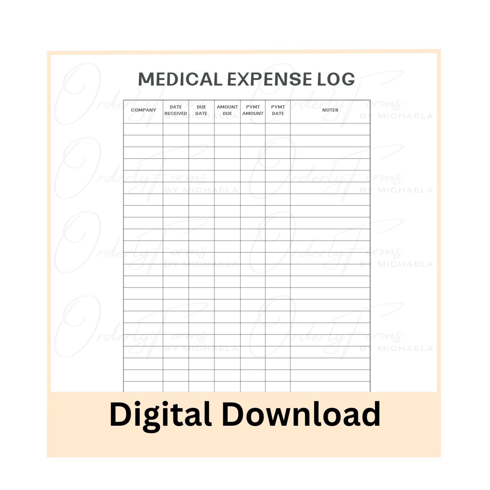 Medical Expense Tracker, Health Finance, Expense Log, Medical Bills ...