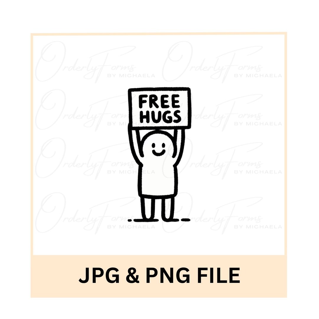 Free Hugs Design, Little Man Clipart, Hugging Design, Cute Sign Design ...