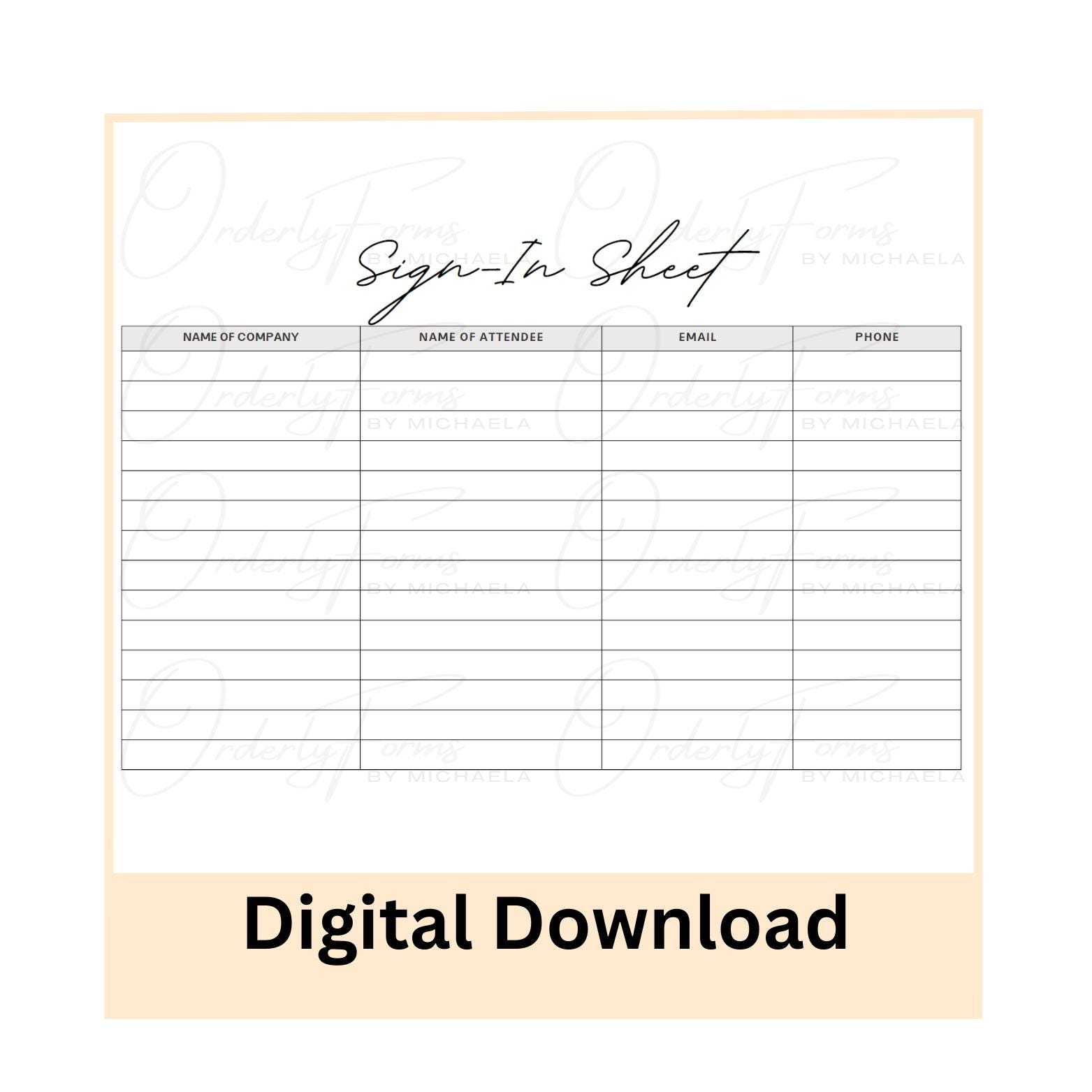 Sign in Sheet, Visitor Sign In, Guest List, Event Planner, Visitor Log ...