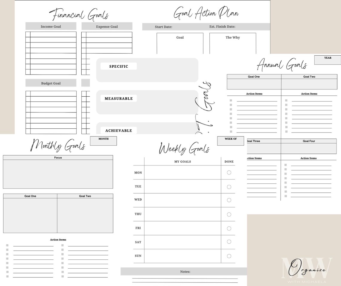 GOALS BINDER 24 Pages digital Download - Etsy