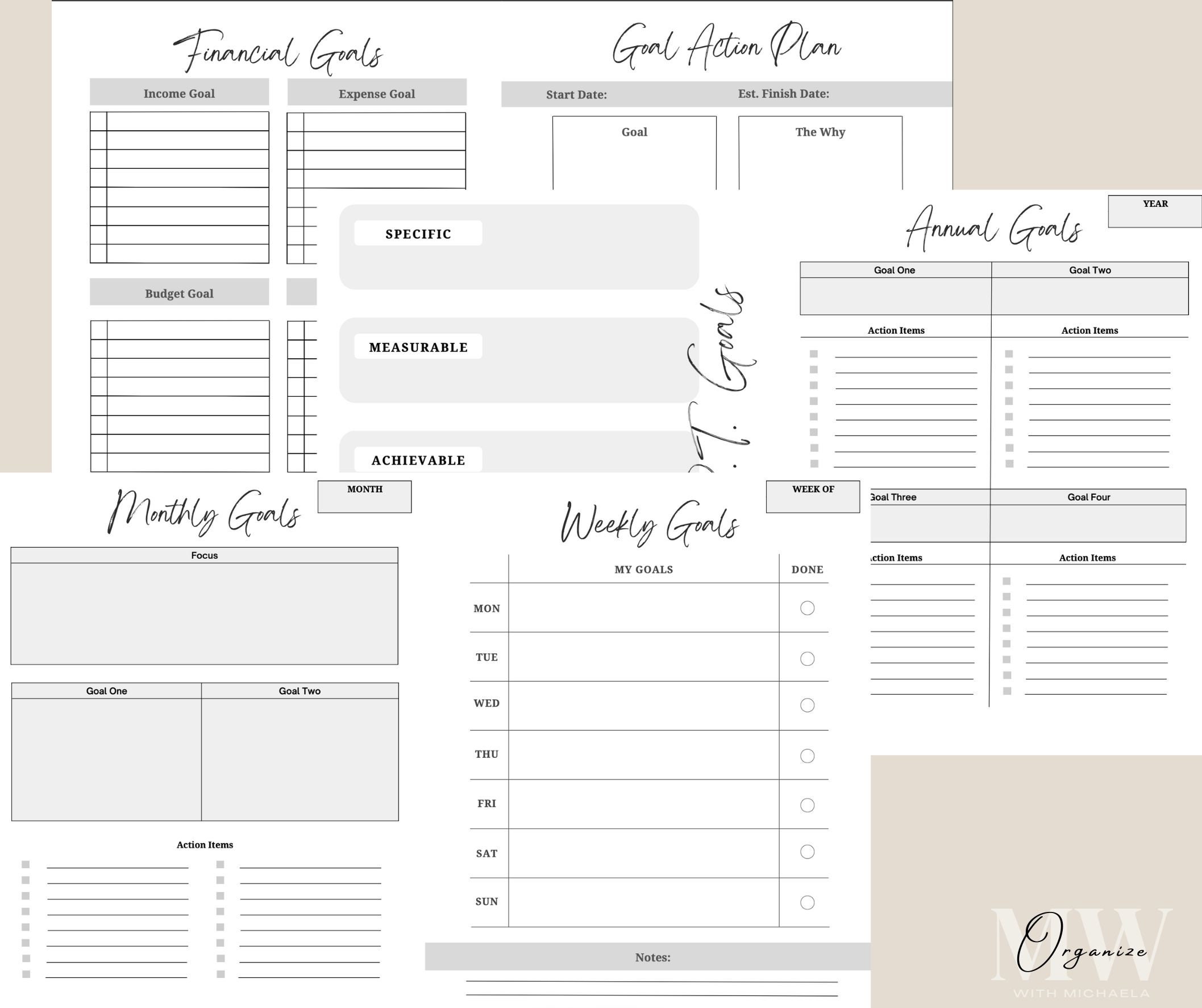 GOALS BINDER 24 Pages digital Download - Etsy