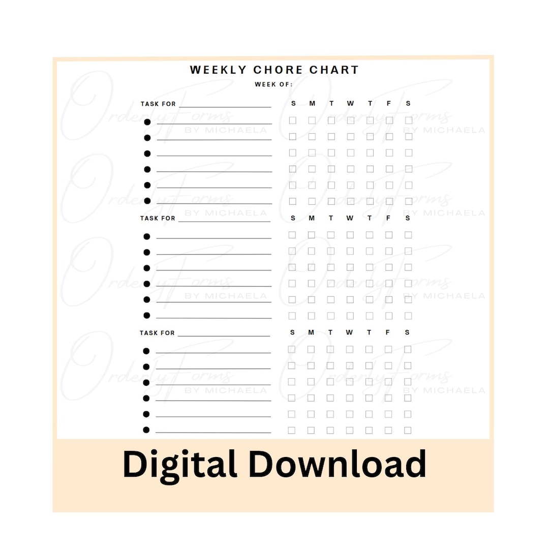 Chore Chart, Weekly Planner, Family Organization, Household Management ...