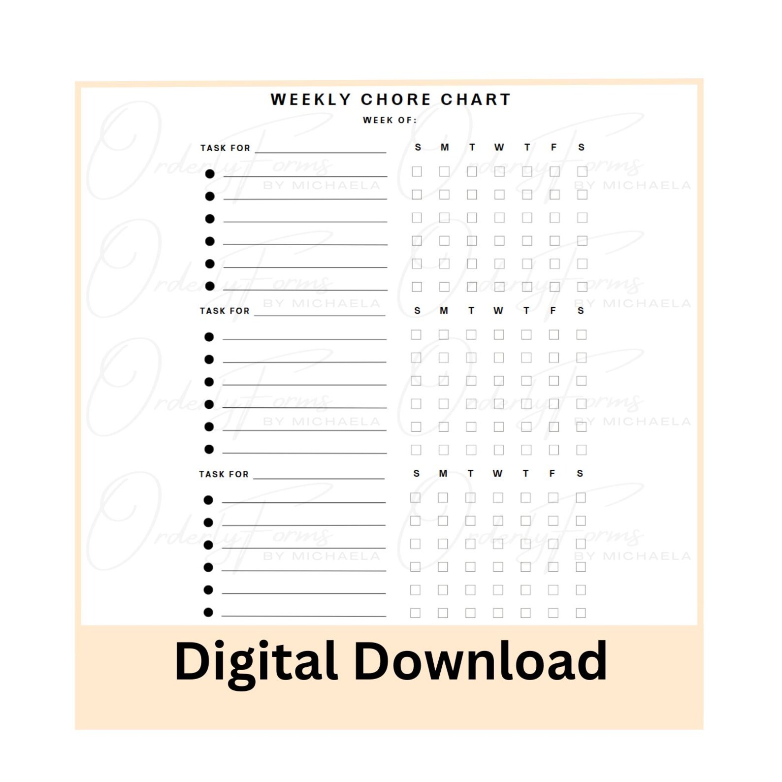 Chore Chart, Weekly Planner, Family Organization, Household Management ...