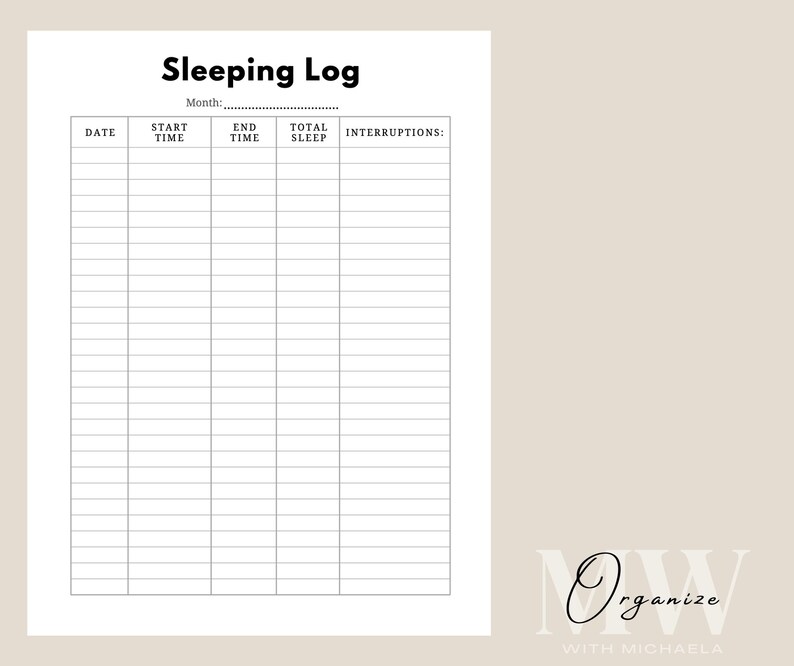 Sleeping Log, Sleep Tracker, Health and Wellness, Care Taker, Newborn ...