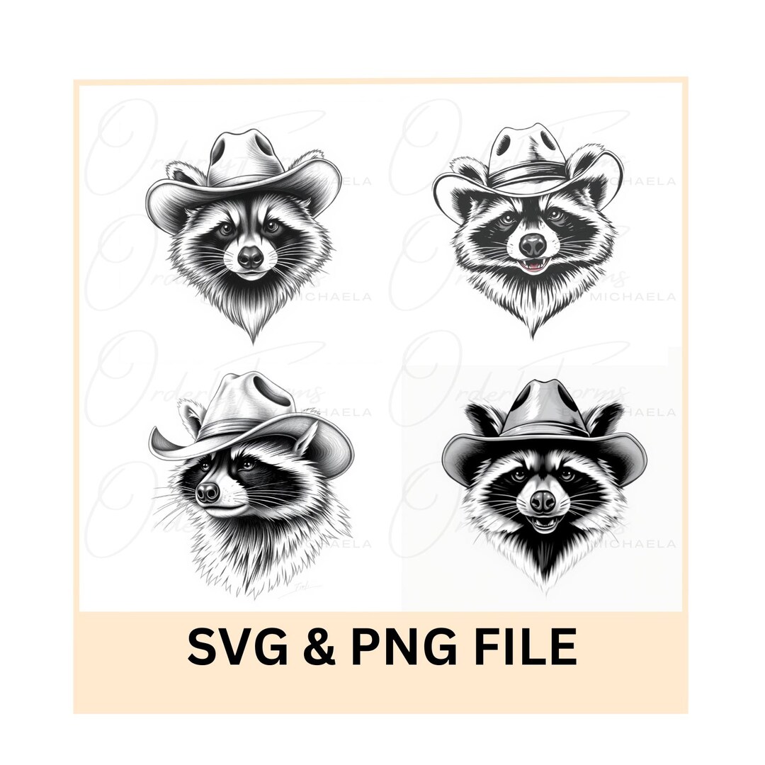 Cowboy Raccoons, Collage of Raccoons, Animal Art, Silly Raccoon PNG ...