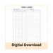 Time Card Printable, Employee Hours, Work Schedule Tracker, Work Log ...