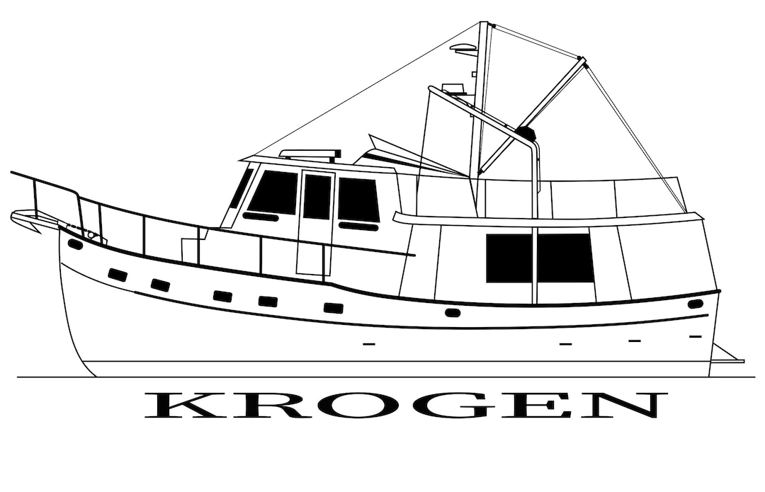 Krogen Trawler Line Drawing T-shirt - Etsy
