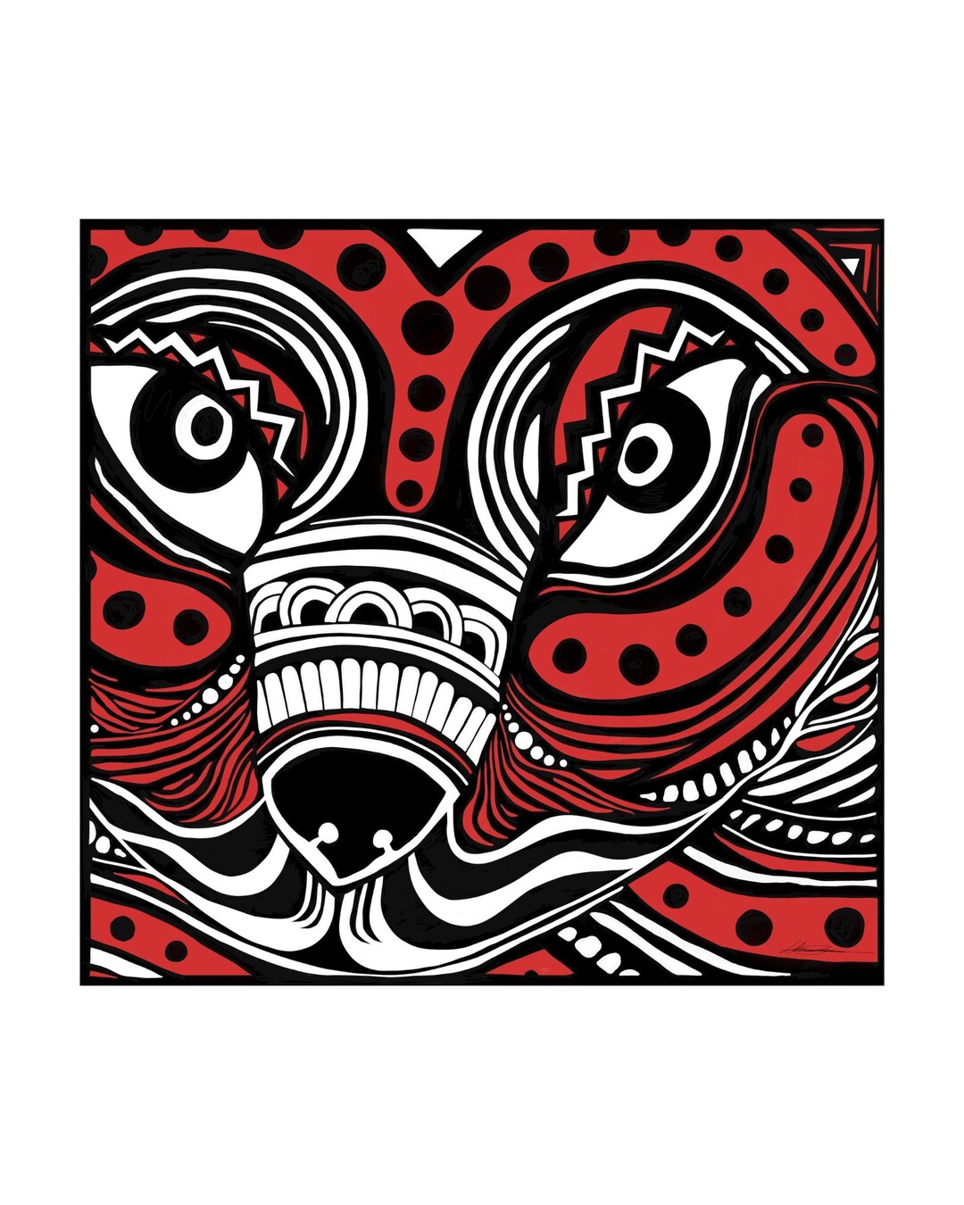 Printable Art Red Fox Digital Printable Red Black and White Graphic Art ...