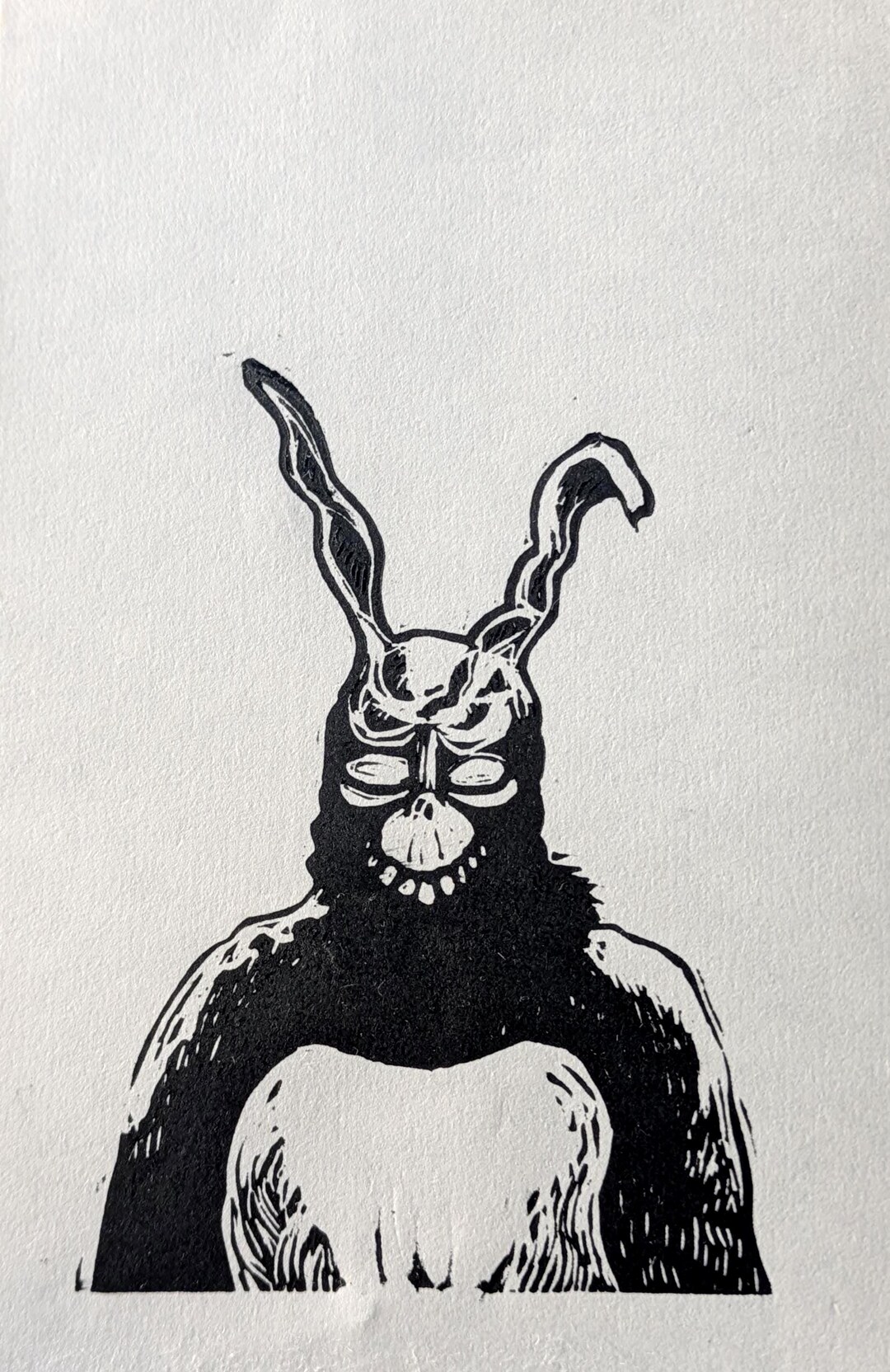 Frank - Linocut of Rabbit Masked Character From Donnie Darko Film ...