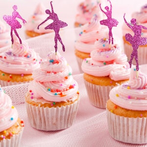 Glitter Ballerina Cupcake Toppers | Ballet Birthday Cupcake Topper ...