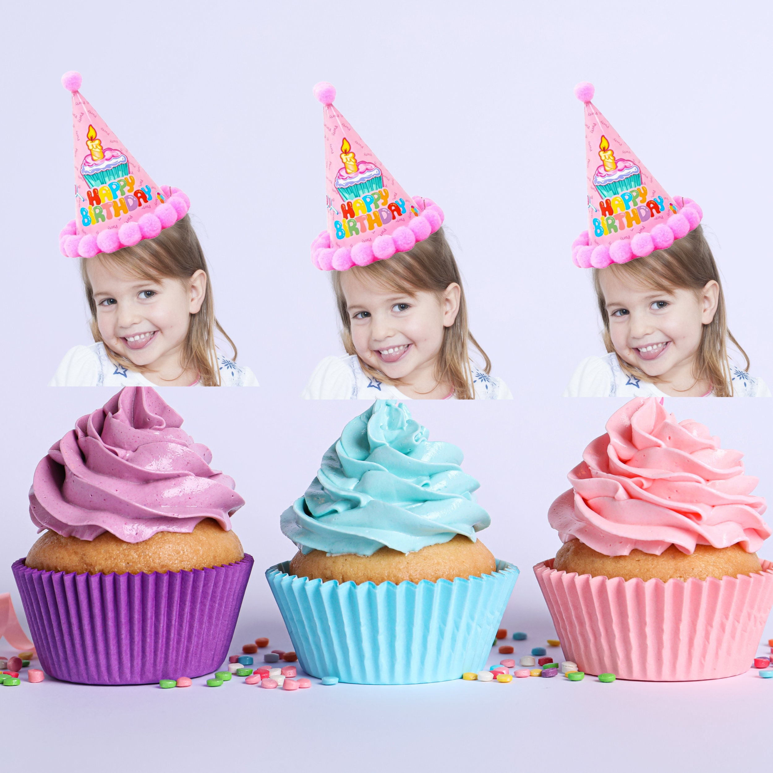 Personalized Face Cupcake Toppers Custom Birthday Cupcake Toppers Hat ...