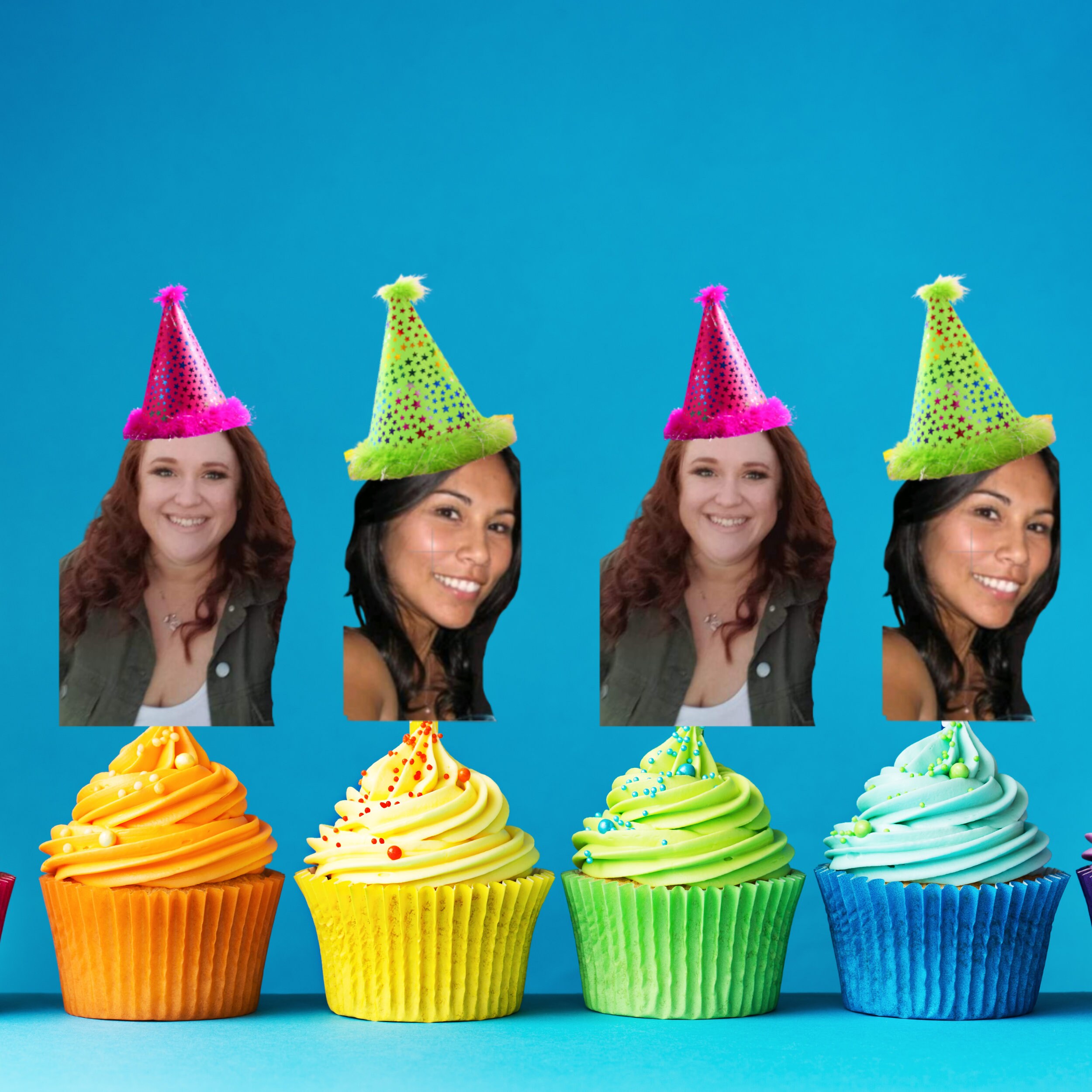 Personalized Face Cupcake Toppers Custom Birthday Cupcake Toppers Hat ...