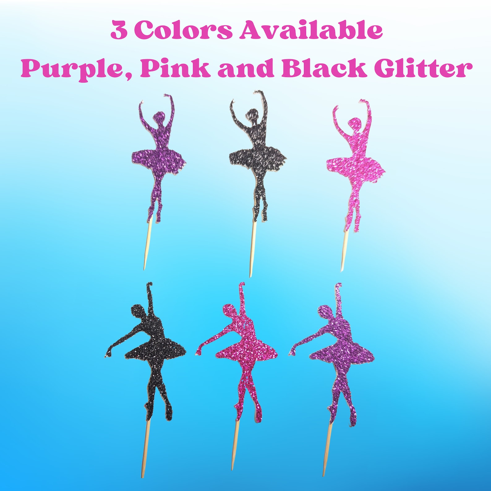 Glitter Ballerina Cupcake Toppers | Ballet Birthday Cupcake Topper ...