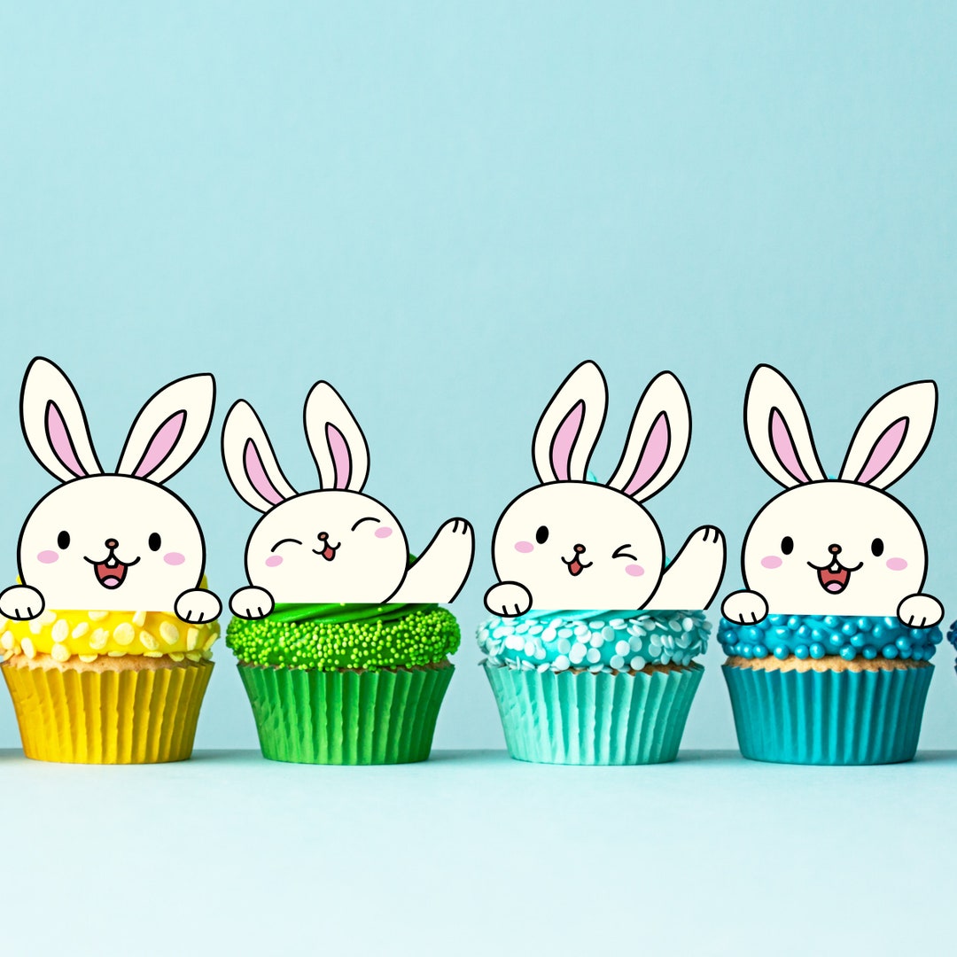Cute Easter Bunny Cupcake Toppers Easter Cupcake Topper Bunny Themed ...