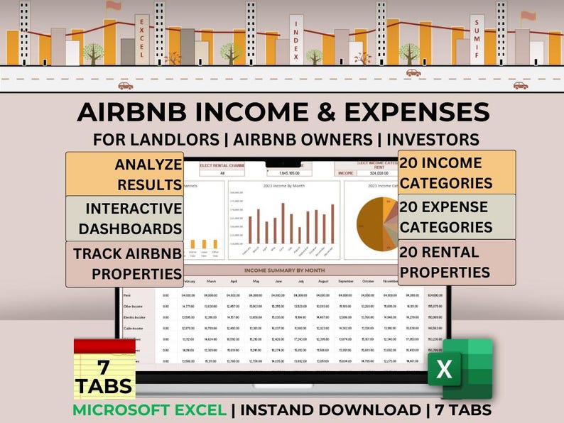 Airbnb Tracker Excel Airbnb Income and Expense Excel Spreadsheet for ...