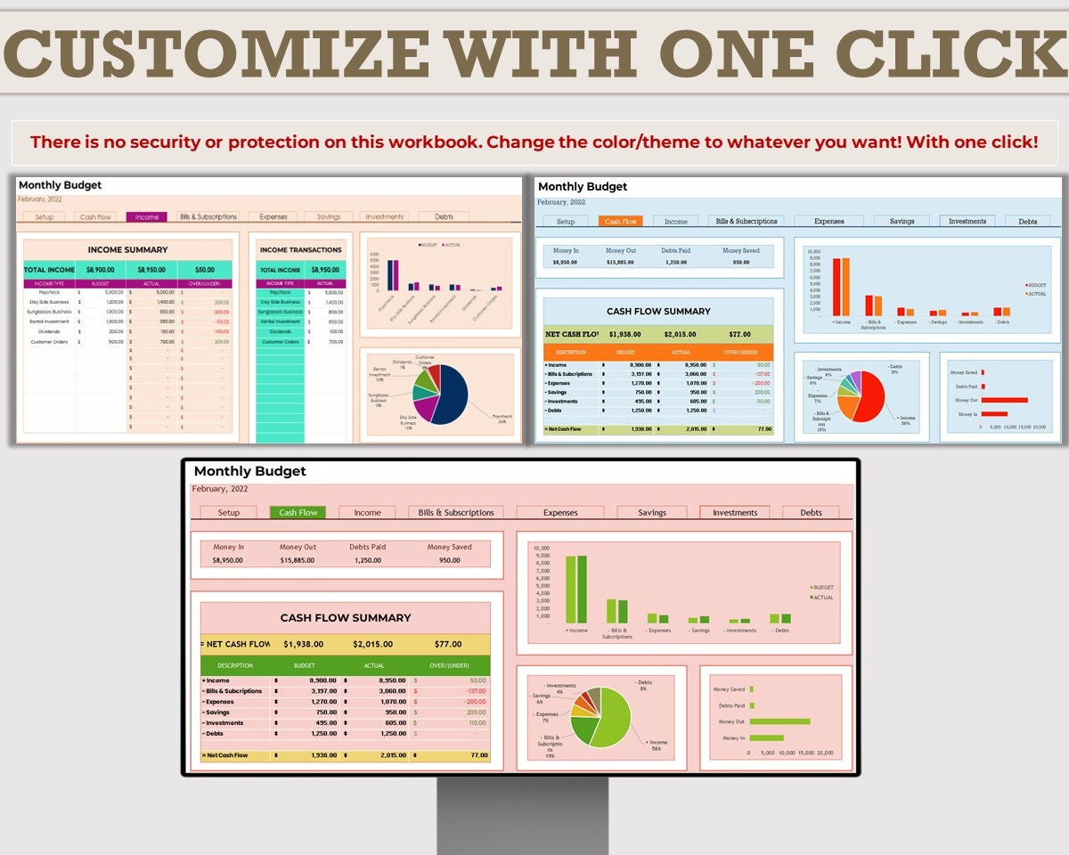 Monthly Budget Spreadsheet, Microsoft Excel Budget Template, Income ...