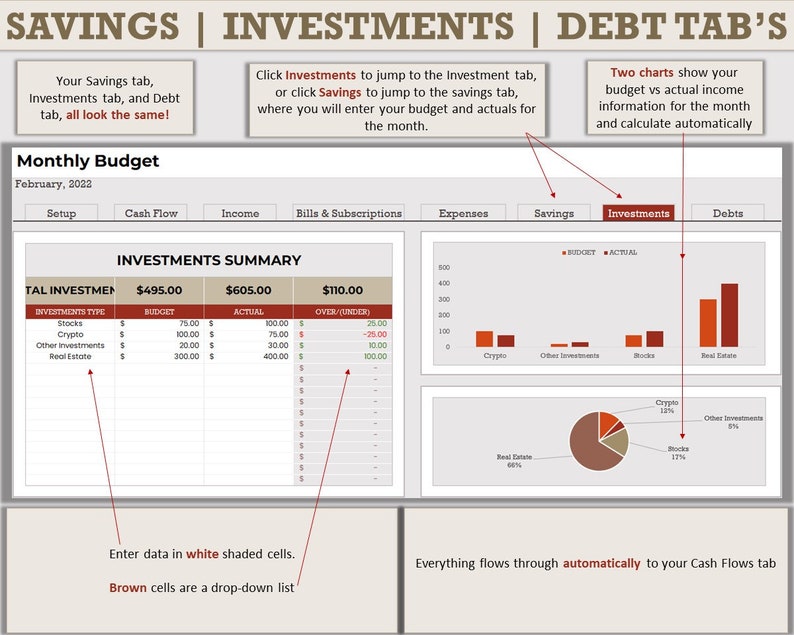 Monthly Budget Spreadsheet, Microsoft Excel Budget Template, Income ...