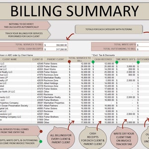 Billable Hour Tracker Excel Client Time Spreadsheet Rate Calculator for ...