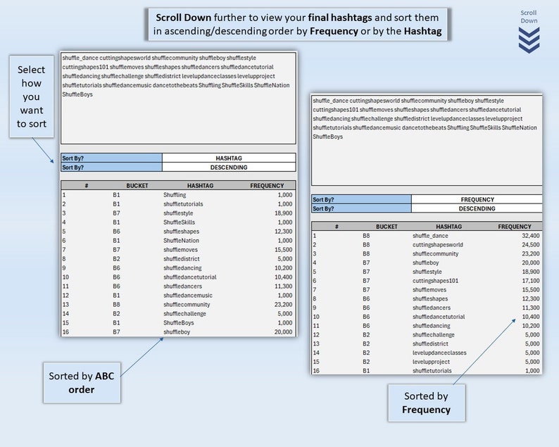 Social Media Excel Hashtag Planner Excel Template Keyword Manager List ...
