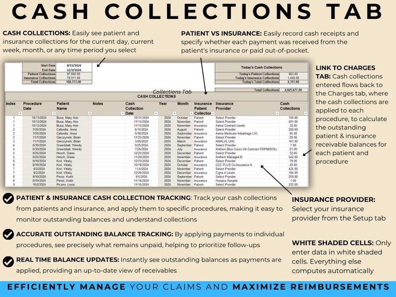 Doctor Office Spreadsheet Medical Office Financial Manager Excel ...