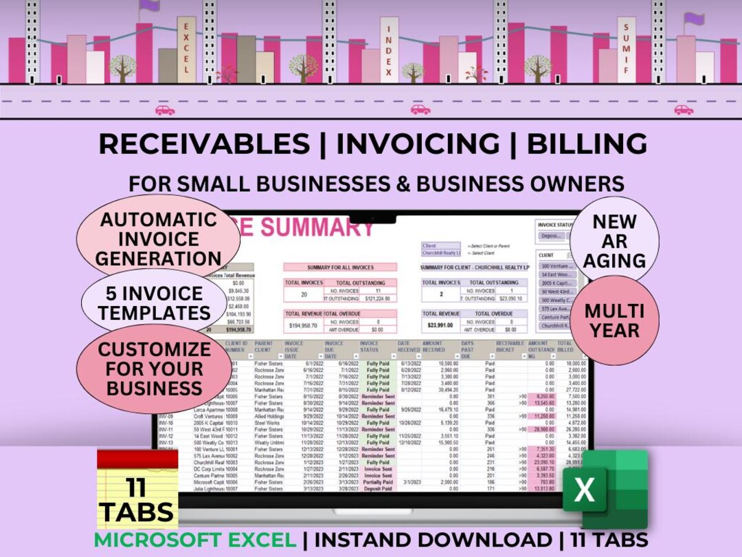 Receivable Aging Report Excel Invoice Bill Manager Cash Receipt Tracker ...