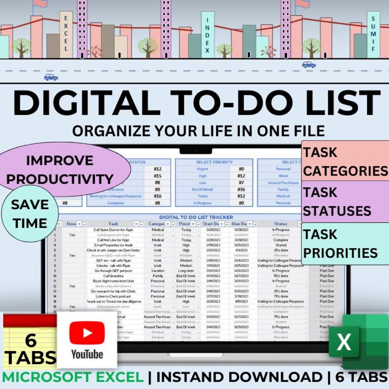 To Do List Excel - Etsy