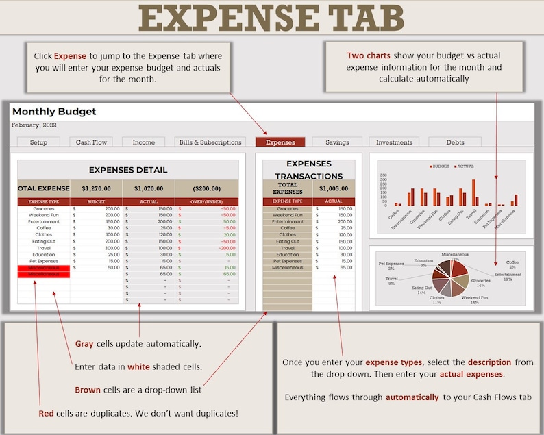 Monthly Budget Spreadsheet, Microsoft Excel Budget Template, Income ...
