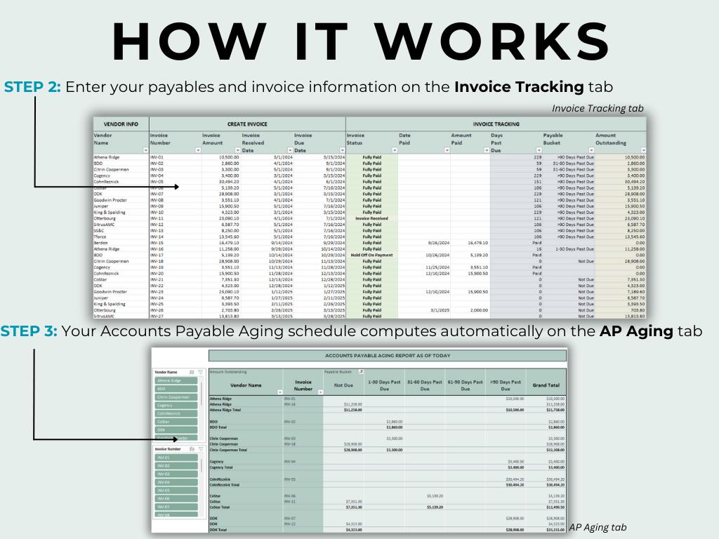 Accounts Payable Manager Excel Invoice Tracker Dashboard Small Business ...