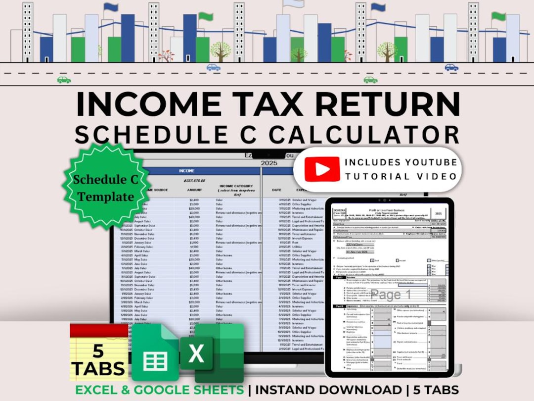 Income Tax Return Schedule C Calculator for Excel and Google Sheets ...