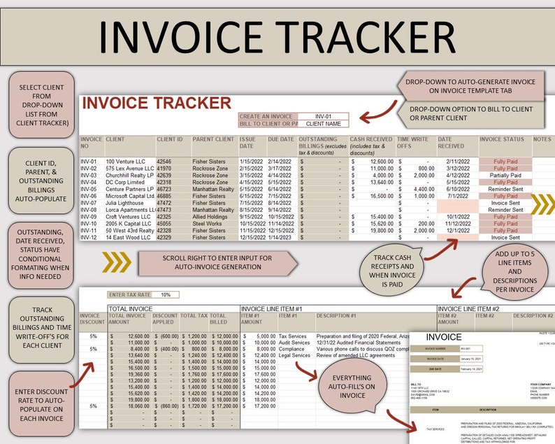 Billable Hour Tracker Excel Client Time Spreadsheet Rate Calculator for ...