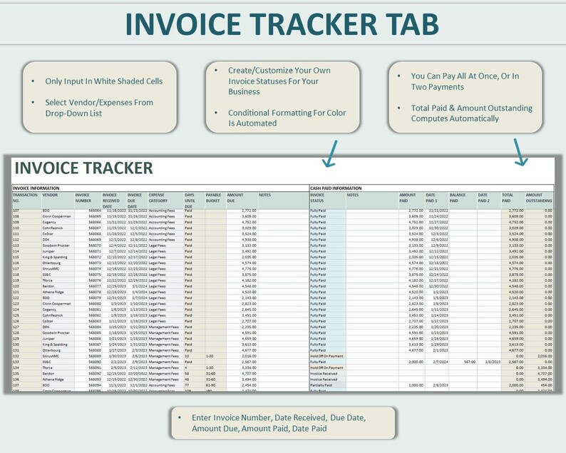 Payable Tracker Business Payment Expense Allocation Manager Excel ...