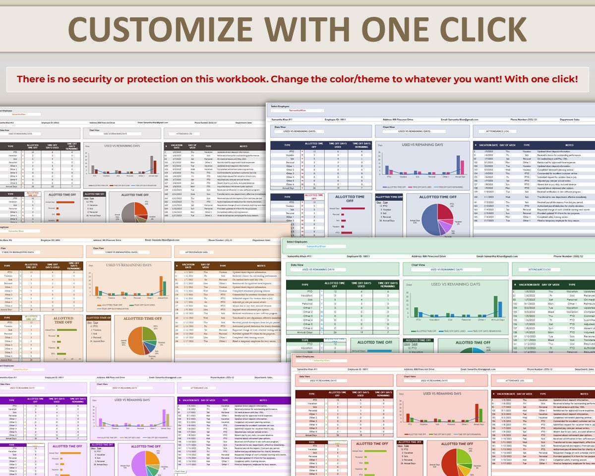 2024/2025 Employee Absence Excel Time off Spreadsheet Staff PTO Tracker ...