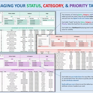 To Do List Tracker Task Planner Excel to Do List Template Productivity ...