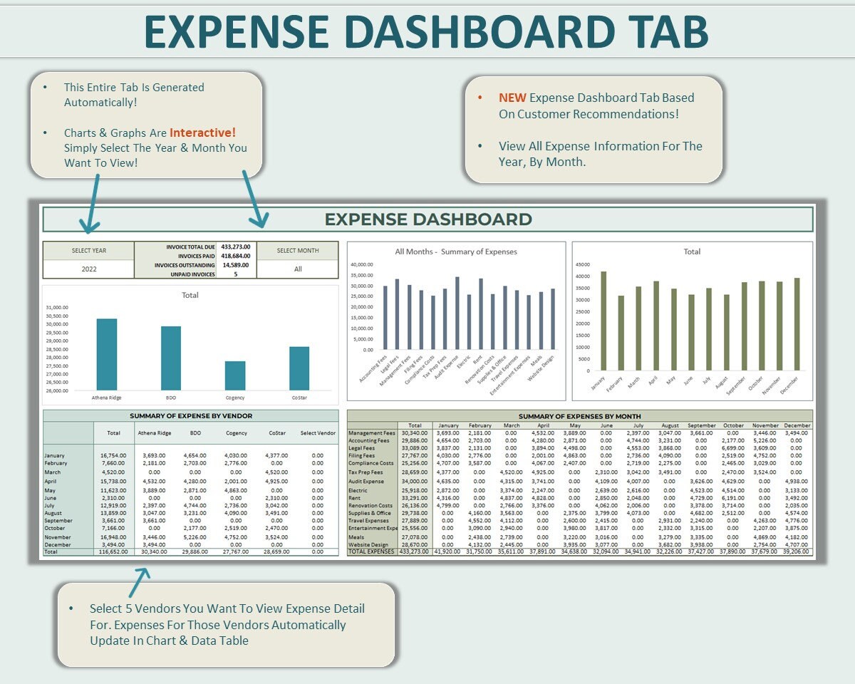 Payable Tracker Business Payment Expense Allocation Manager Excel ...