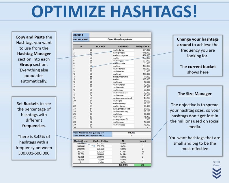 Social Media Excel Hashtag Planner Excel Template Keyword Manager List ...