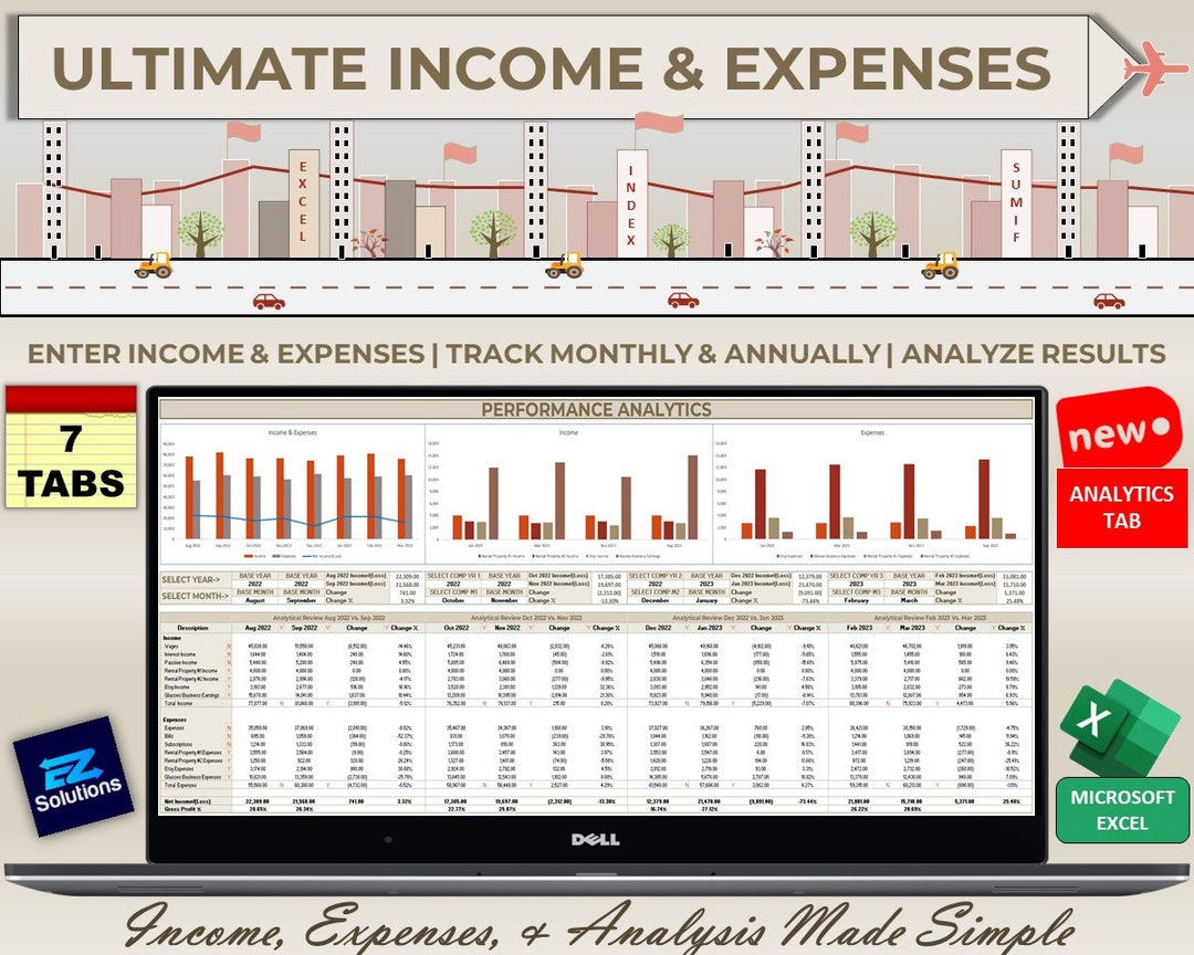 Income Expense & Analytics Excel Spreadsheet Personal - Etsy