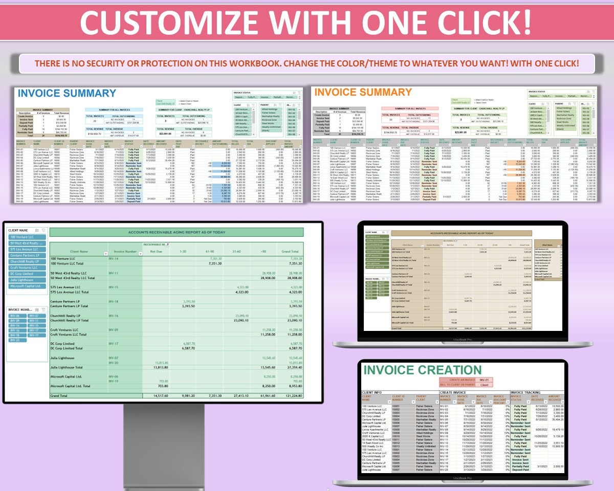 Receivable Aging Report Excel Invoice Bill Manager Cash Receipt Tracker ...