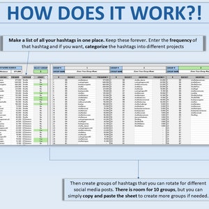 Social Media Excel Hashtag Planner Excel Template Keyword Manager List ...